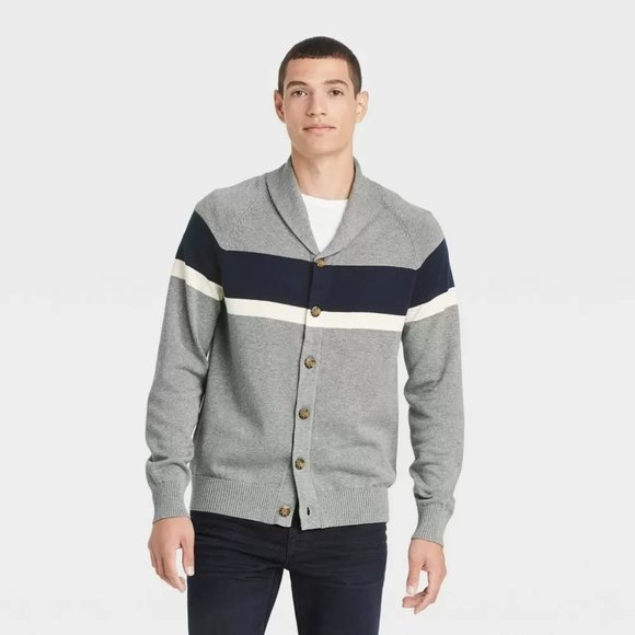 Goodfellow & Co | Sweaters | Mens Striped Collared Buttonup Cardigan ...